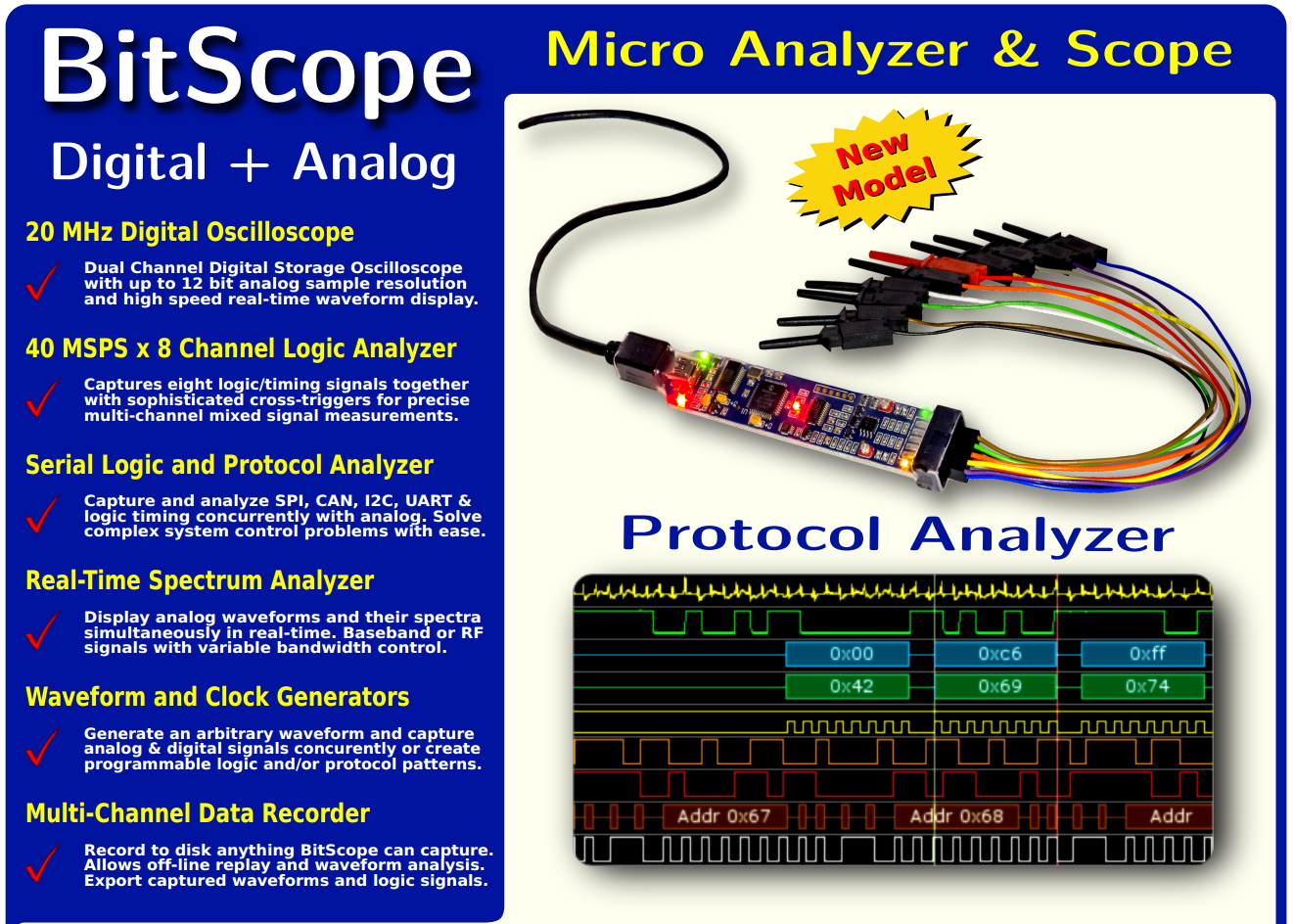 BITSCOPE MICRO OSCILLOSCOPE FOR THE RASPBERRY PI ציוד בדיקה ומכשירי מדידה